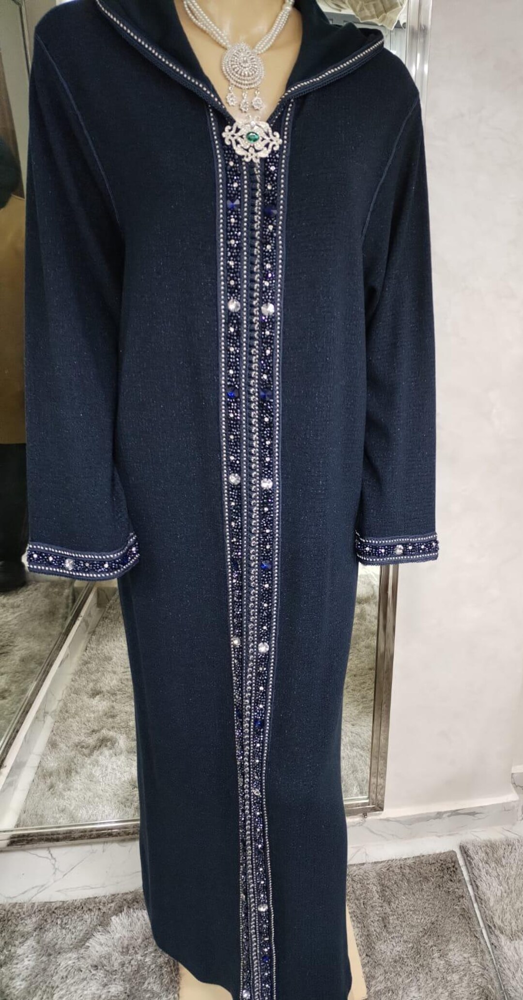 Moroccan Djellaba Traditional | Dark Sky Blue - Etsy