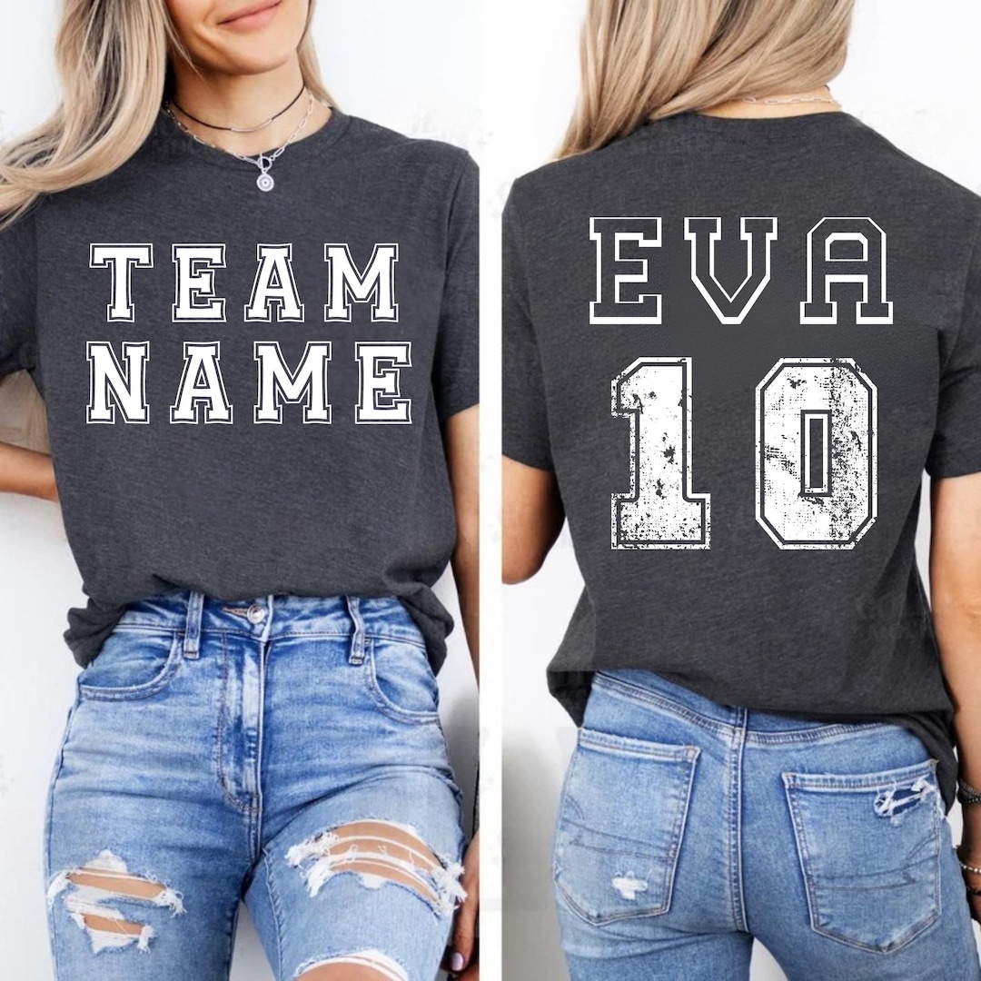 Custom Sports Team Shirt: Personalized Name & Number, Cotton Tee - Etsy
