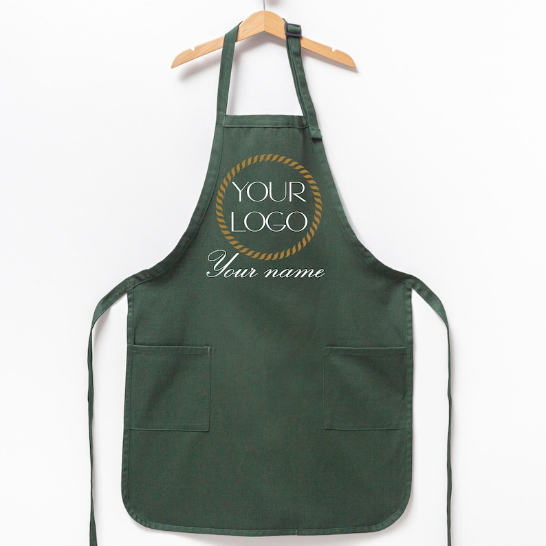 Personalized Logo Apron With Pockets: Custom Print Chef Apron - Etsy