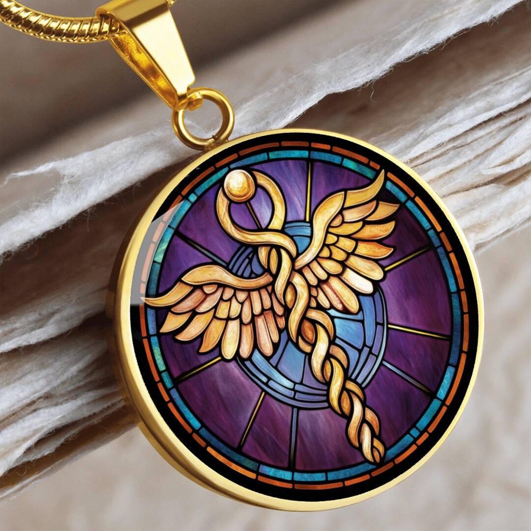 Caduceus Symbol Stained Glass Personalized Keychain Caduceus Gift for ...