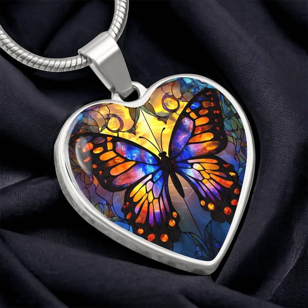 Butterfly Stained Glass Memorial Custom Pendant Sympathy Keepsake Gift ...