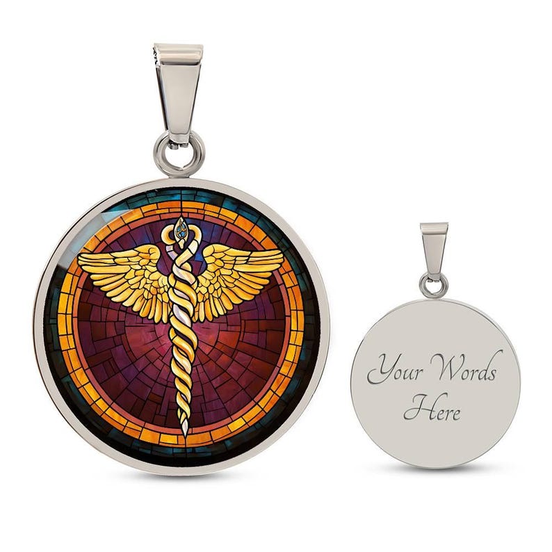 Caduceus Symbol Stained Glass Personalized Keychain Caduceus Gift for ...