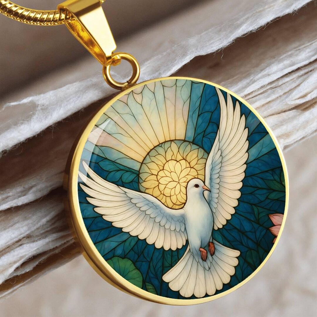 Dove Stained Glass Memorial Custom Pendant Sympathy Gift Loss of Loved ...