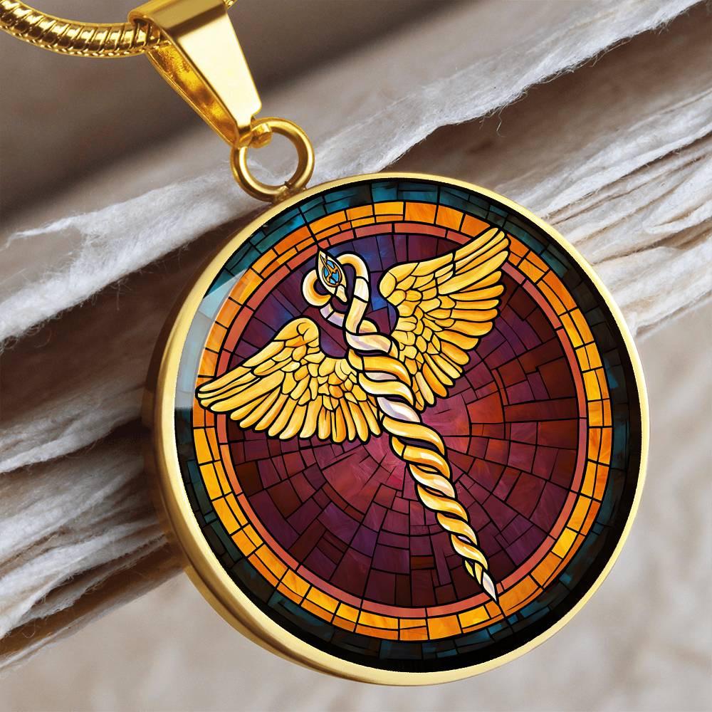 Caduceus Symbol Stained Glass Personalized Keychain Caduceus Gift for ...