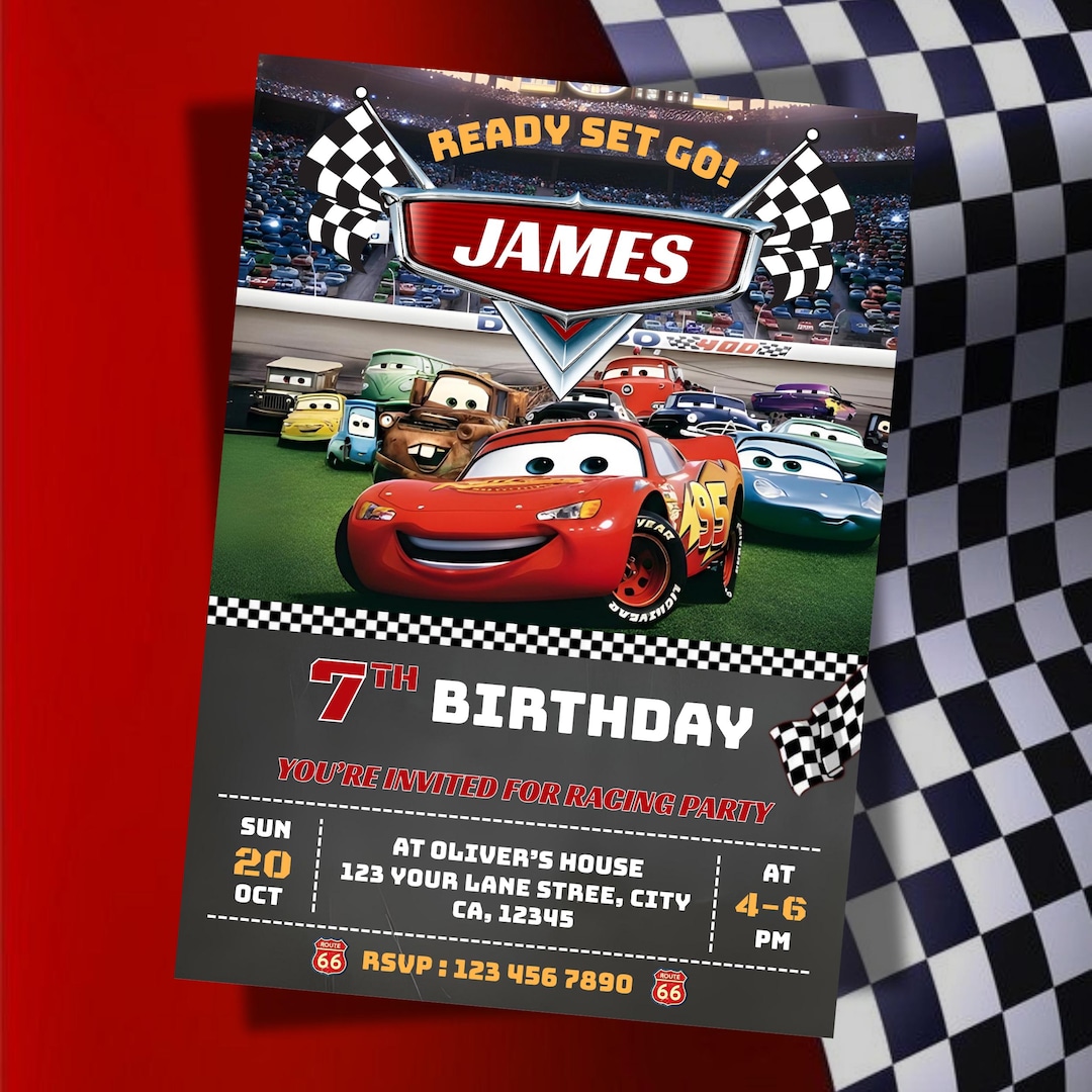 Cars Birthday Invitation, Editable Cars Party Invitation, Lightning ...