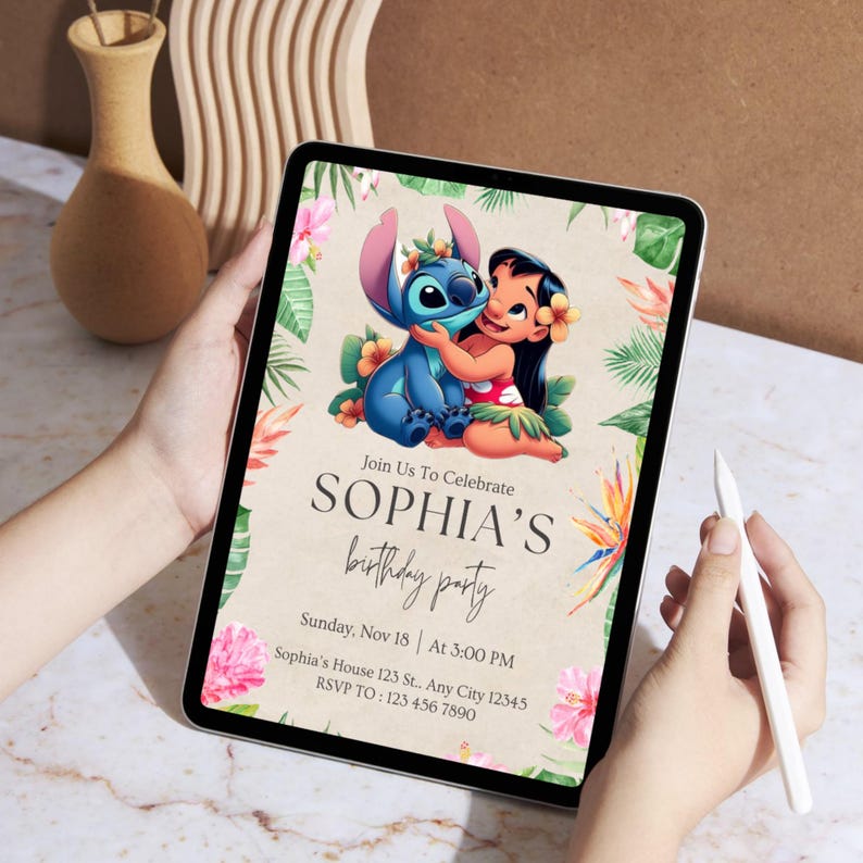 Lilo and Stitch Birthday Invitation | Editable Hawaiian Party Invite ...