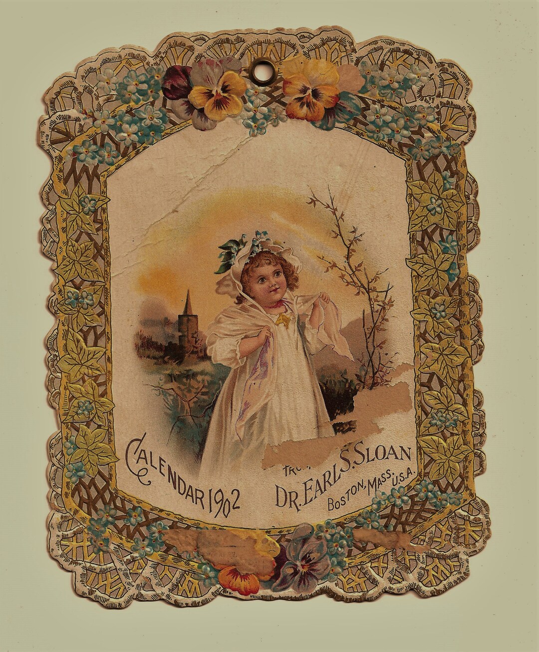 Boston Massachusetts 1902 Calendar Top Dr. Earl S. Sloan Embossed Die ...
