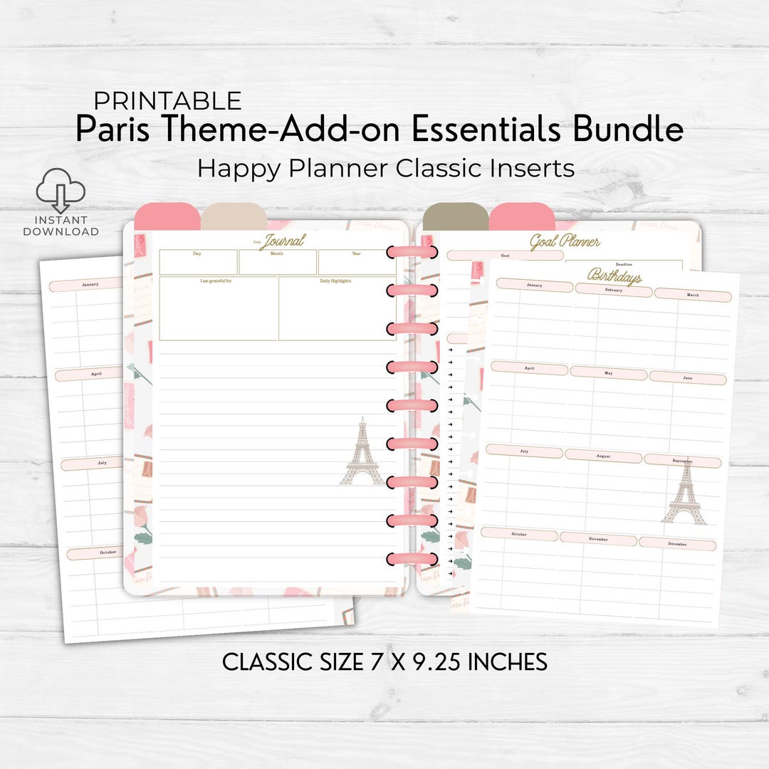 Paris-theme Planner Add-on Essentials Bundle Vol:2 Includes Important ...
