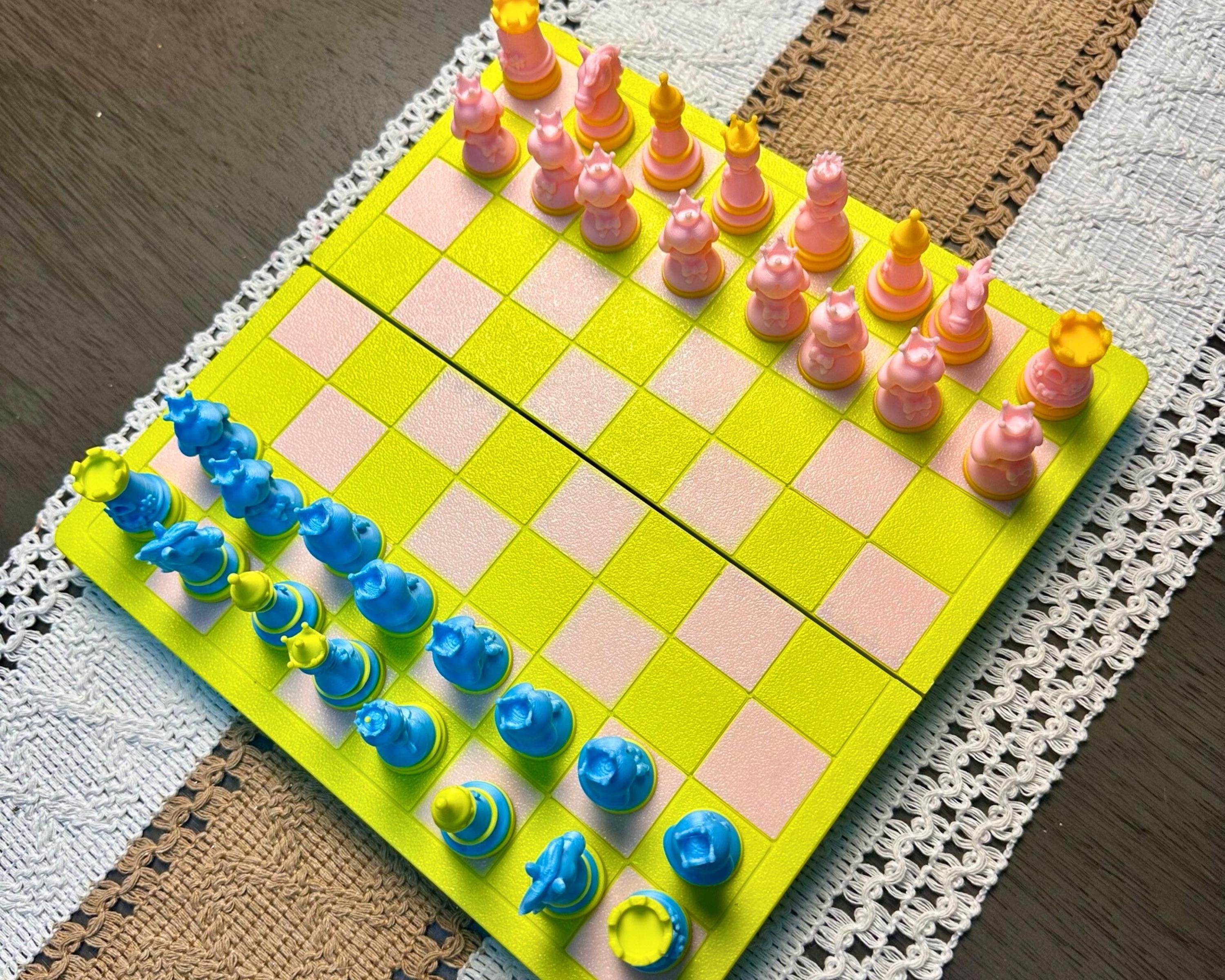 3D Printed Foldable Chess Set, Pastel Colors, Travel Board Game, Gift ...