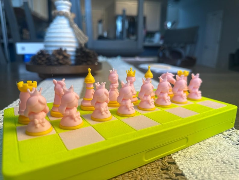 3D Printed Foldable Chess Set, Pastel Colors, Travel Board Game, Gift ...