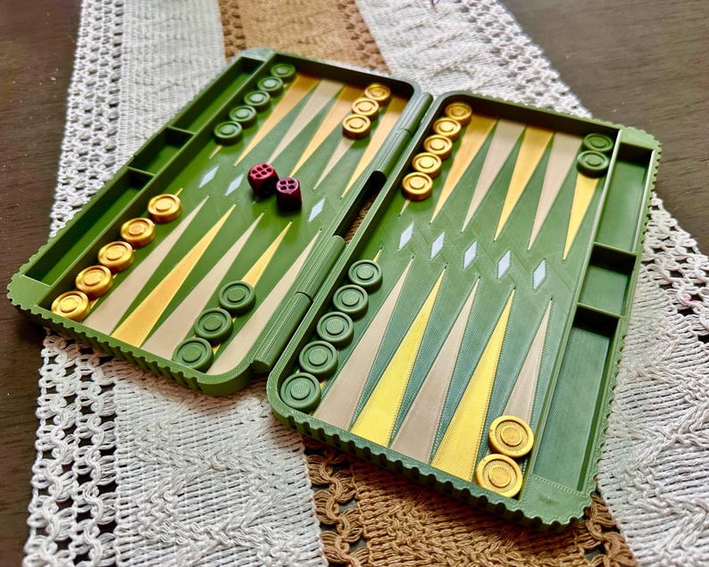 Mini Travel Backgammon Set – Portable 3D Printed Game With Dice ...