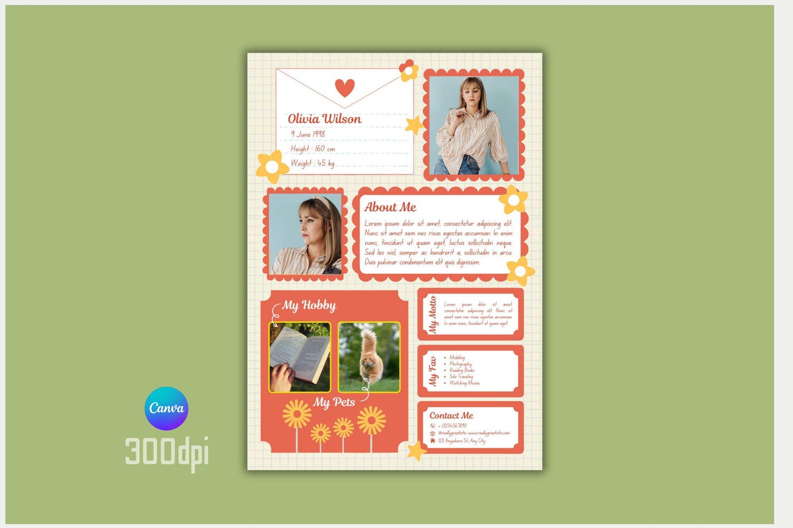 Personal Profile Canva Template | Editable Biography Sheet - Etsy UK