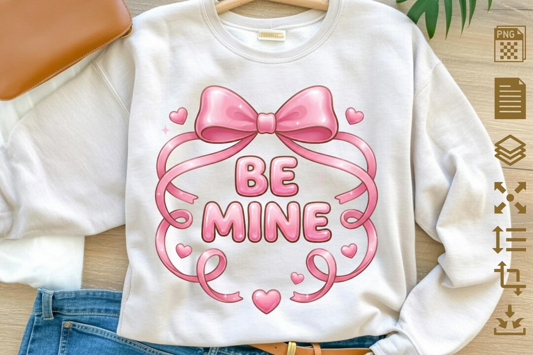 Be Mine Cute Valentine PNG | Pink Bow Aesthetic Love Design | Be Mine ...
