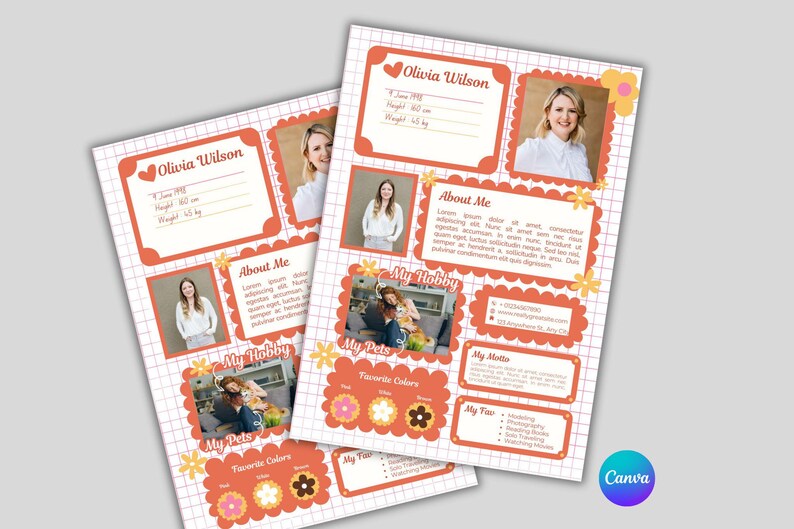 Editable Personal Profile Canva Template |printable Biography Sheet ...