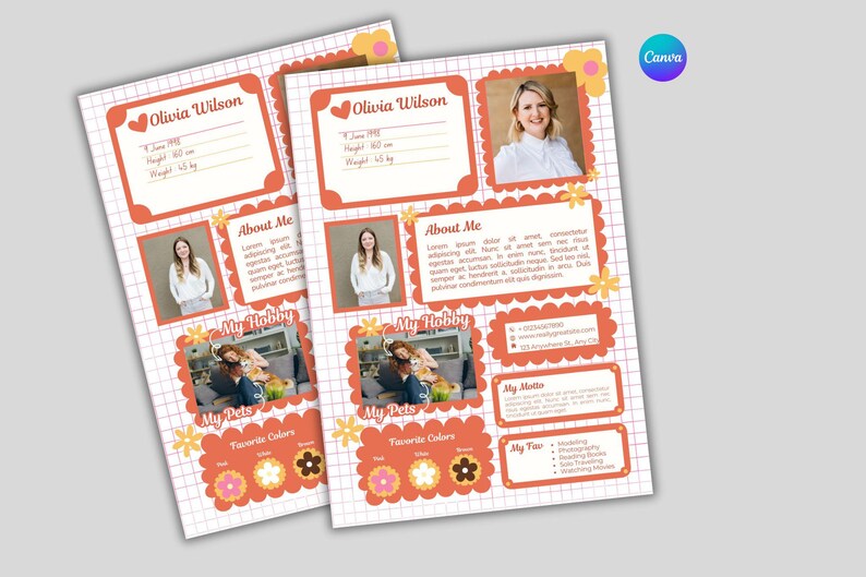 Editable Personal Profile Canva Template |printable Biography Sheet ...
