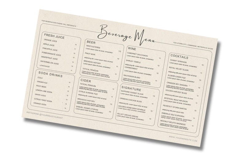 Clean Classic Restaurant Menu Canva Template, Fully Editable Bifold ...