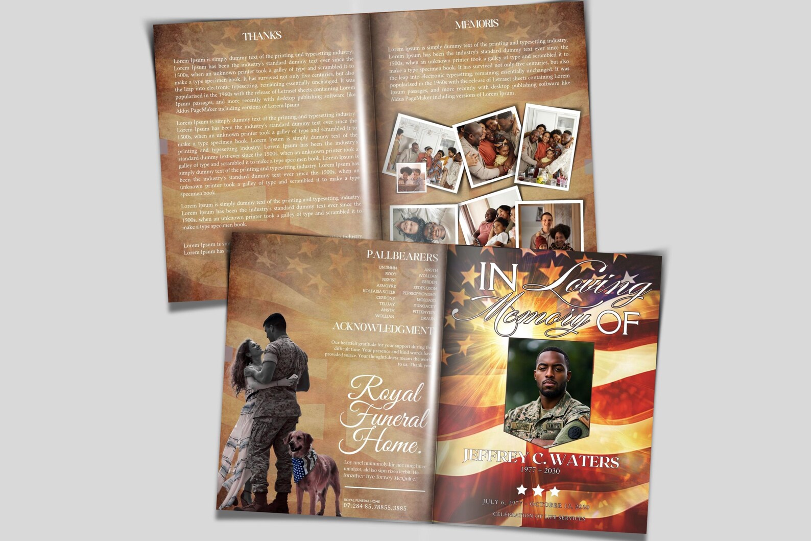 Military Funeral Program Template | Celebration of Life Canva Keepsake ...