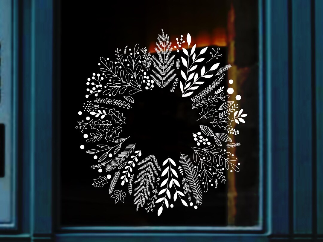 Winter Wreath Template – Large Giant Chalk Marker Window Art, Printable ...