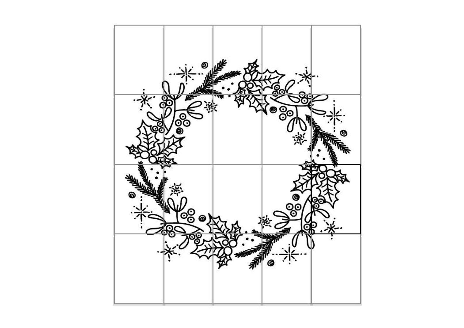Holly Berry Christmas Window Art Printable, Large Wreath Template Chalk ...