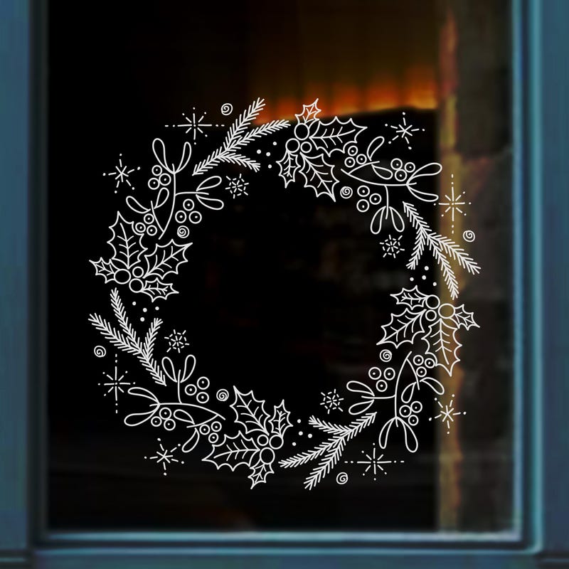 Christmas Window Template Chalk Pen - Etsy UK