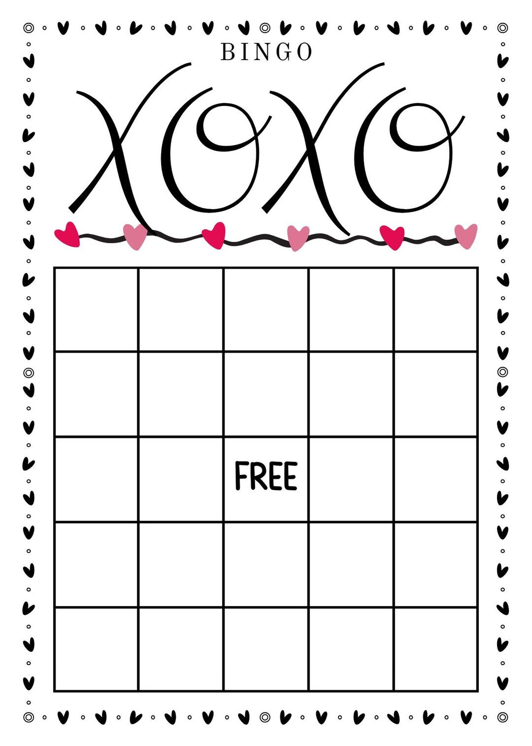 Valentine's Day Blank Bingo Card - Etsy