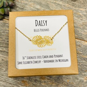 Gold Chain Necklace With Daisy Charm, Flower Charm Necklace, Giftable ...