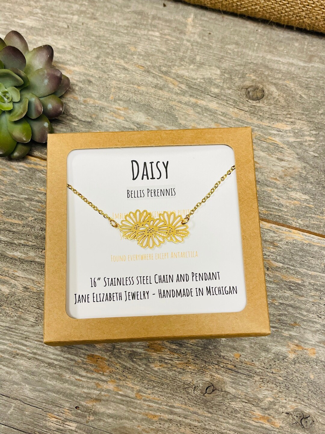 Gold Chain Necklace With Daisy Charm, Flower Charm Necklace, Giftable ...