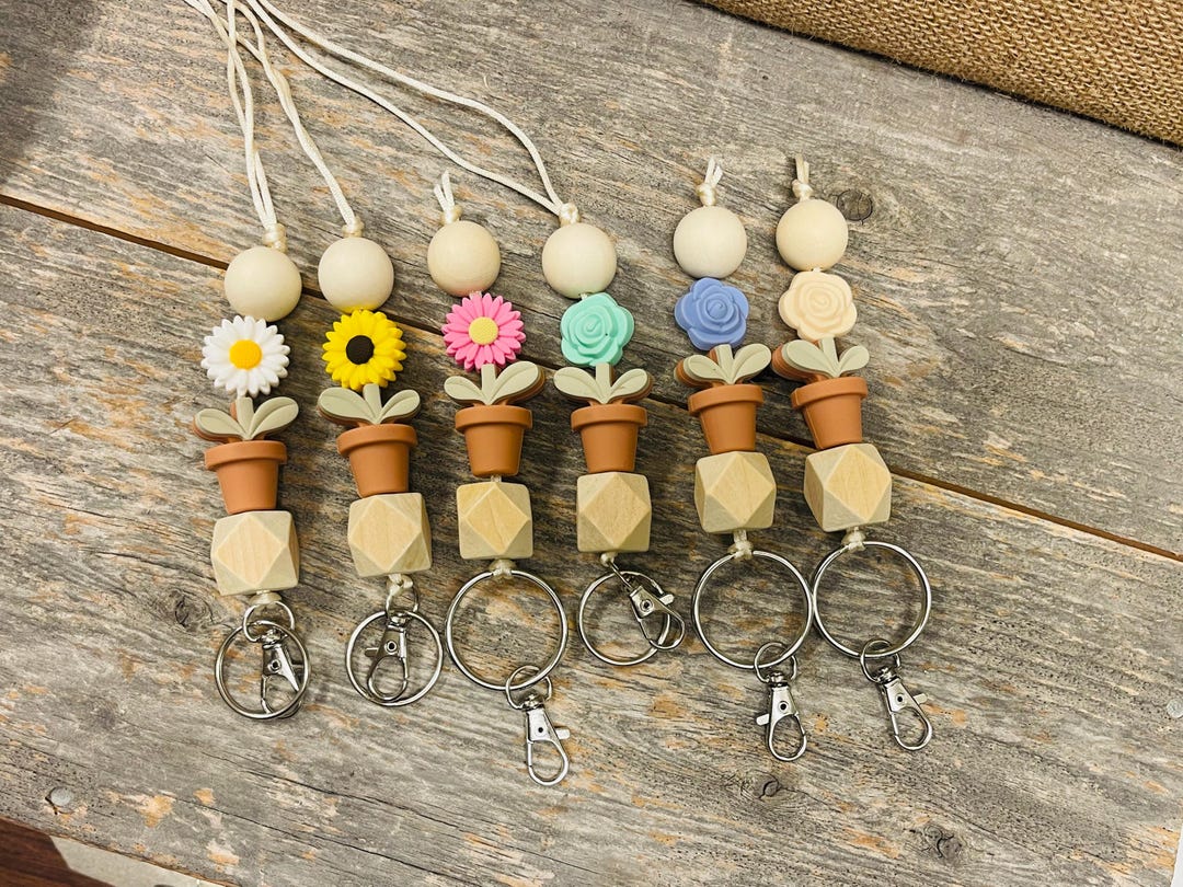 Flowerpot Teacher Lanyard, Sunflower Nurse ID Holder Work Badge, Rose ...