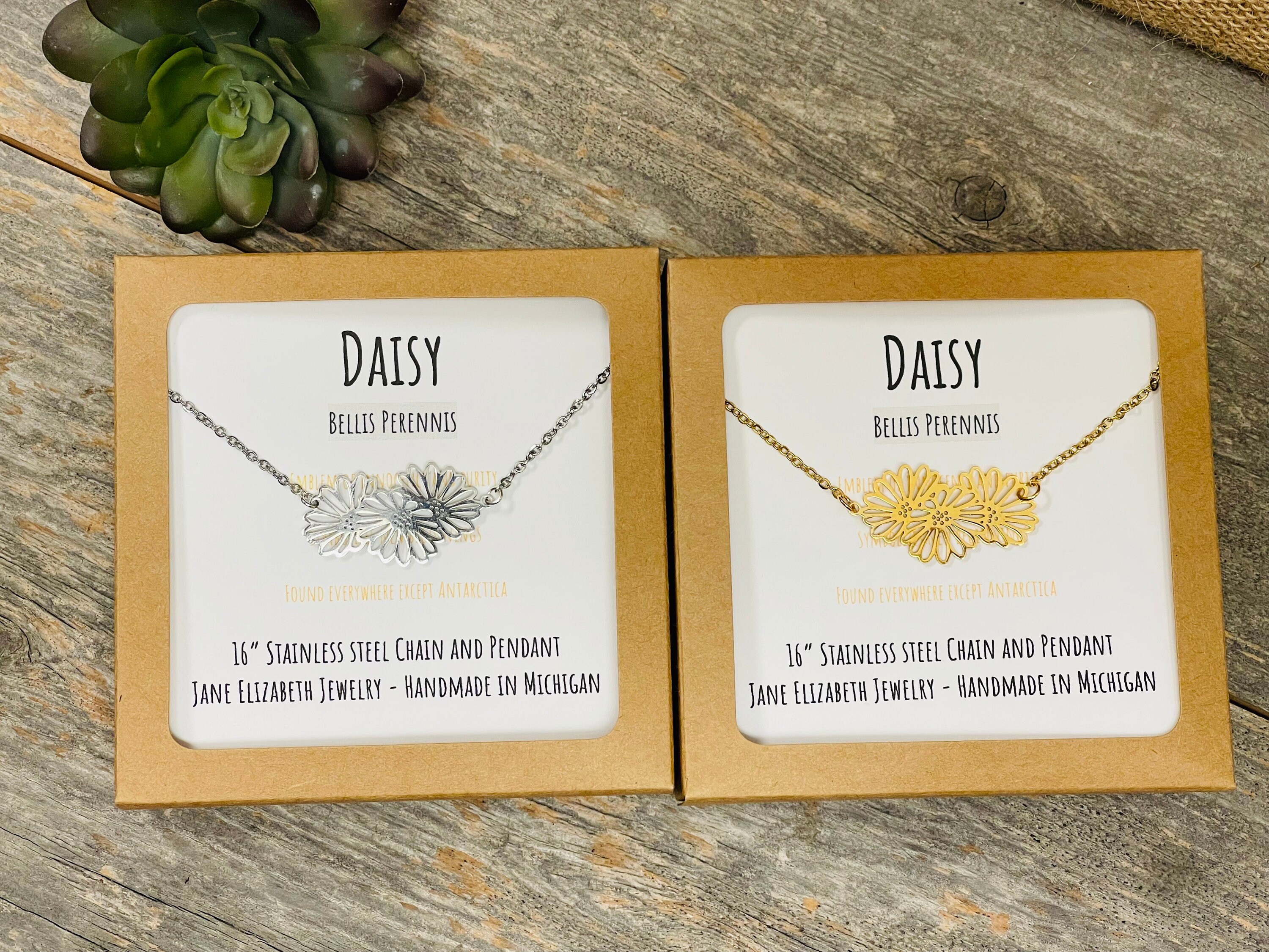 Gold Chain Necklace With Daisy Charm, Flower Charm Necklace, Giftable ...