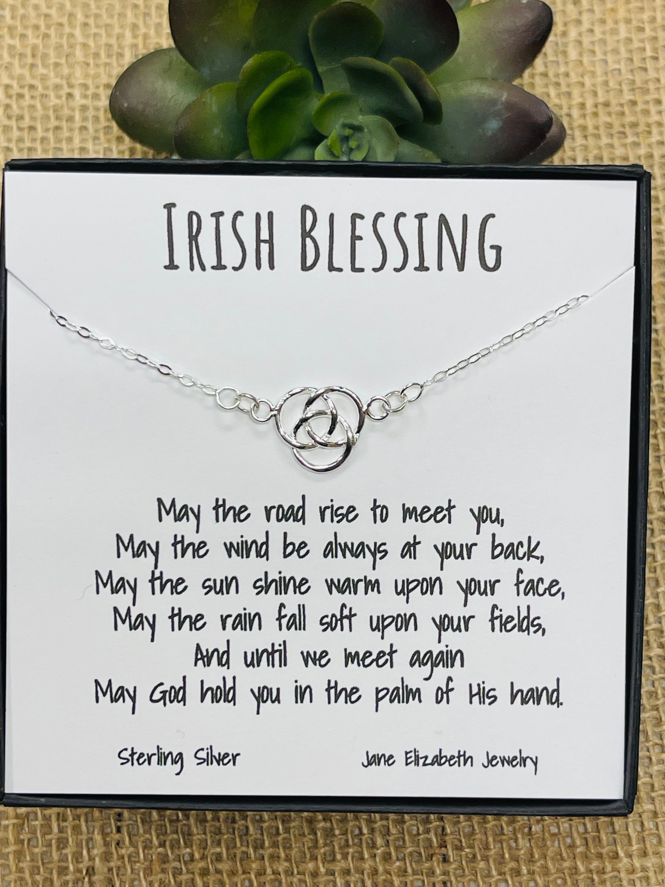Irish Blessing Necklace, Celtic Knot Necklace, Sterling Silver Chain ...