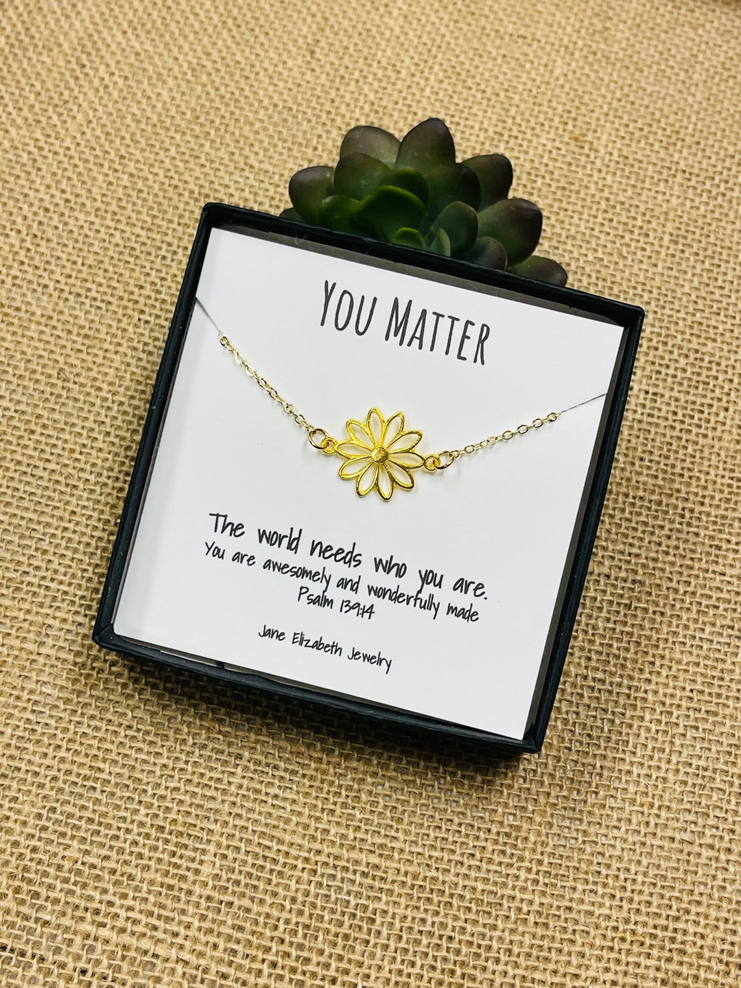 Gold Daisy Necklace, Encouraging Gift for Her, Inspirational Jewelry ...