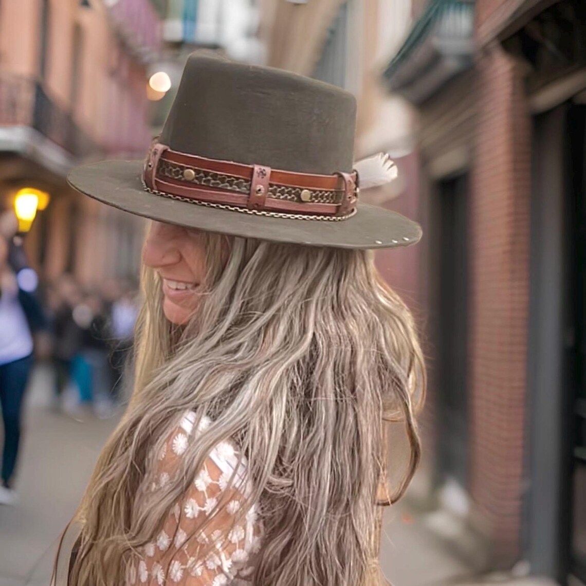 Distressed Felt Hat With Leather Headband / Festival Hat - Etsy