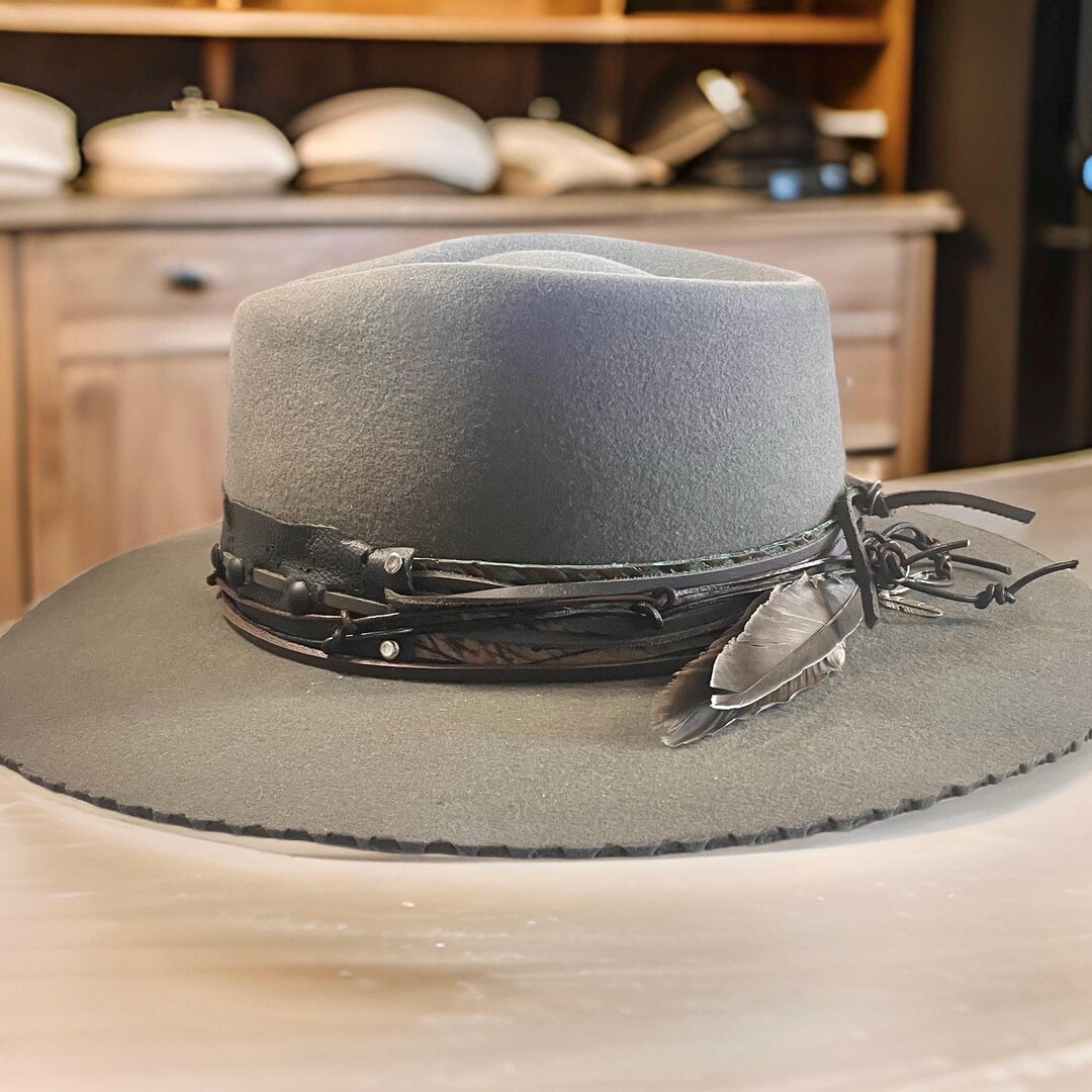 Men’s Distressed Fur Felt Western Hat / Festival Hat/ Distressed Hat - Etsy