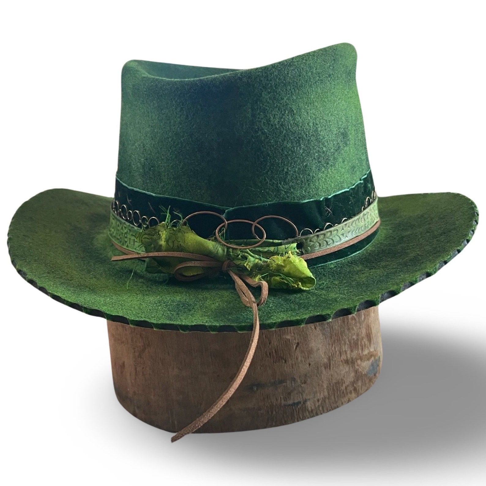 Distressed Felt Green Felt Hat Festival Hat - Etsy