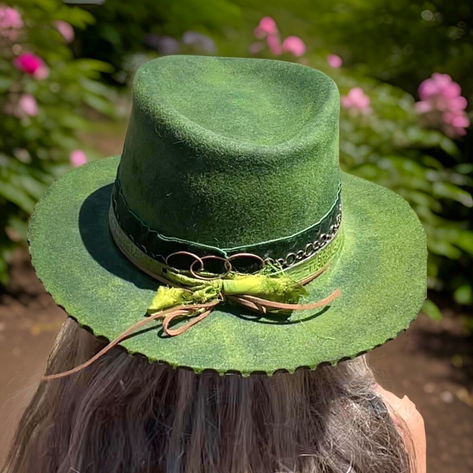 Distressed Felt Green Felt Hat Festival Hat - Etsy