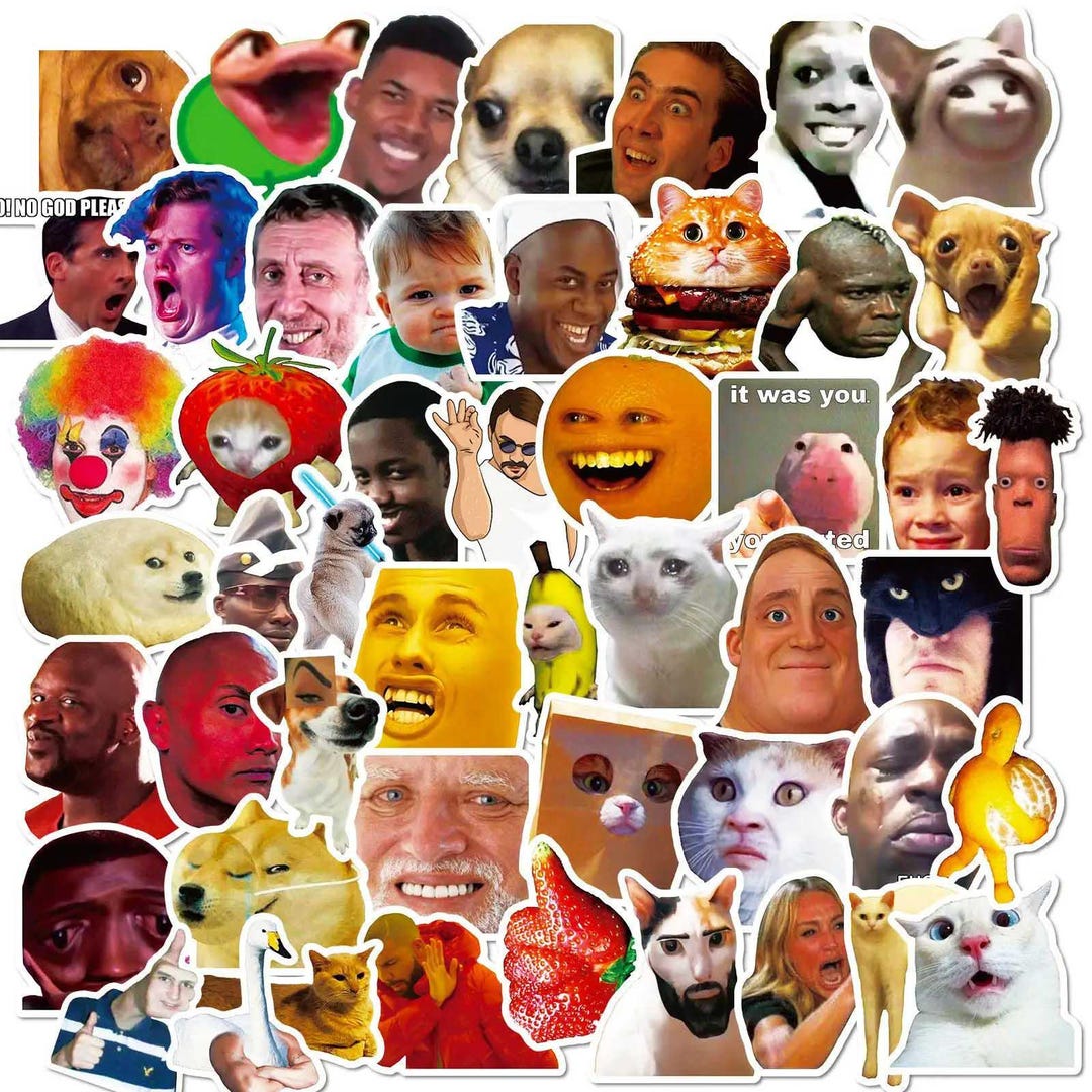 50PCS Mix Cute Meme Stickers Character Spoof Expression DIY Car Luggage ...