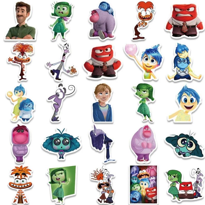 50PCS Inside Out Stickers Disney Cartoon Waterproof Decals for Laptop ...