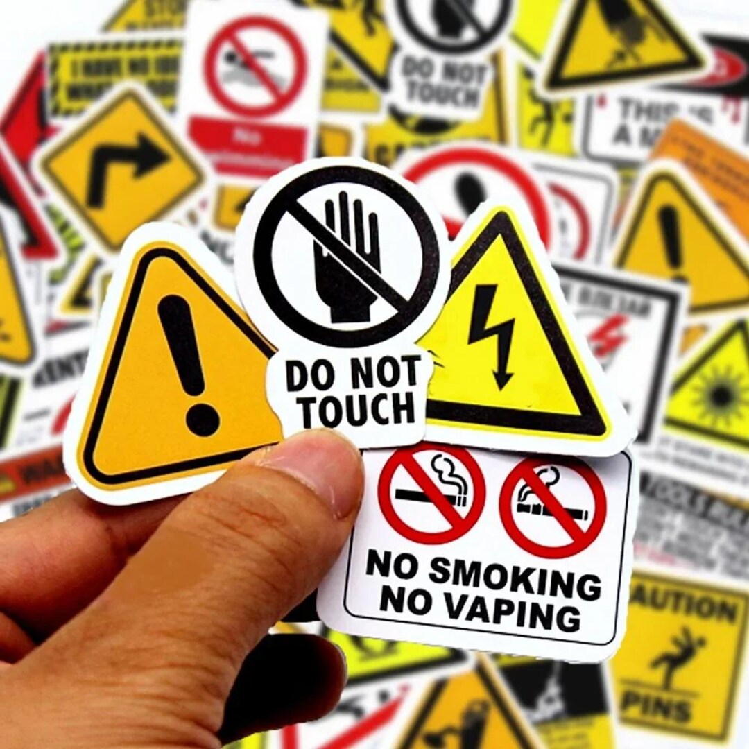 10/50/100-piece Warning Sign Sticker Pack – Skateboard, Motorcycle ...