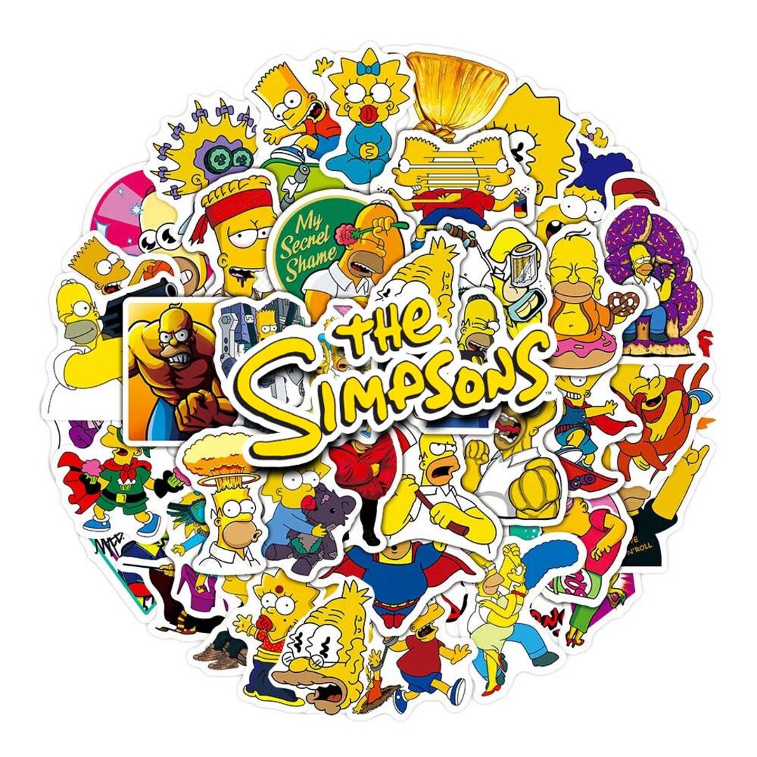 Funny Simpsons Stickers Pack: 50 Waterproof Cartoon Decals - Etsy