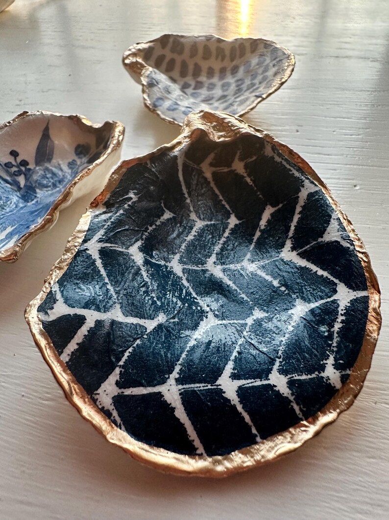 Handcrafted Oyster Shell Ring Dish: Something Blue Coastal Decor - Etsy