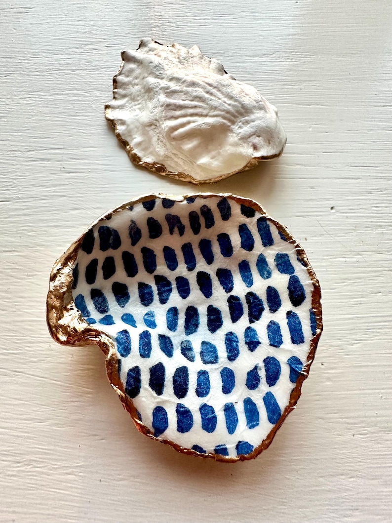 Handcrafted Oyster Shell Ring Dish: Something Blue Coastal Decor - Etsy