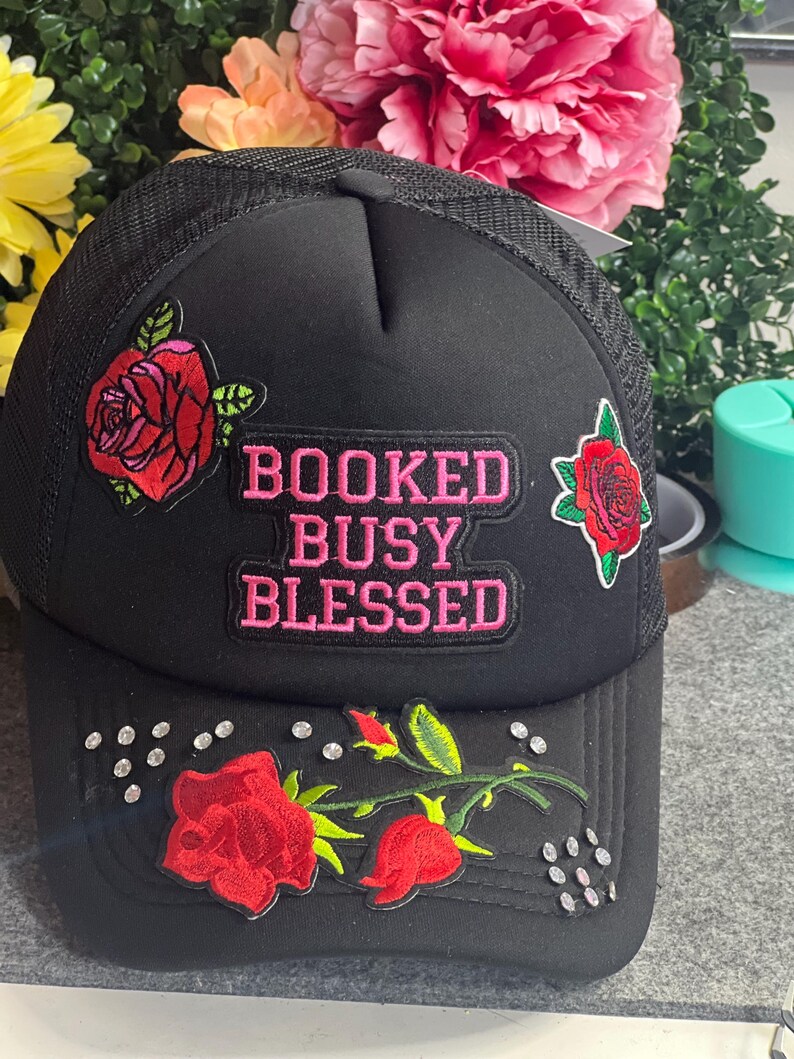 Custom Trucker Hat - Booked Busy Blessed - Etsy