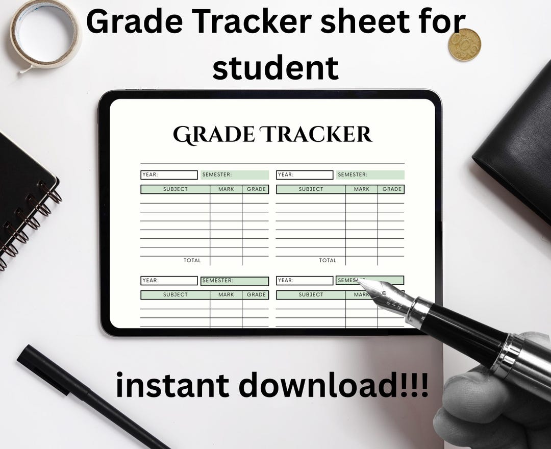 Minimalist Green Grade Tracker Printable: Student Academic Planner (PDF ...