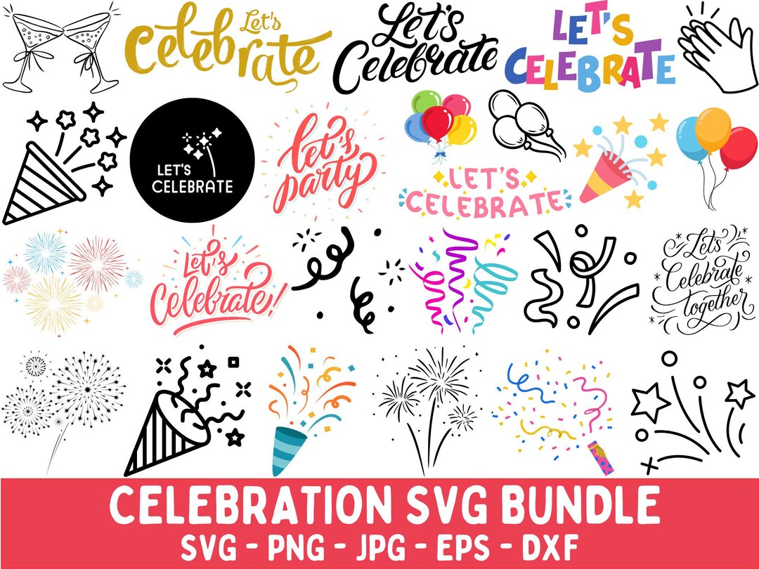 Celebration SVG Bundle, Party Decoration Cut Files (digital Download ...