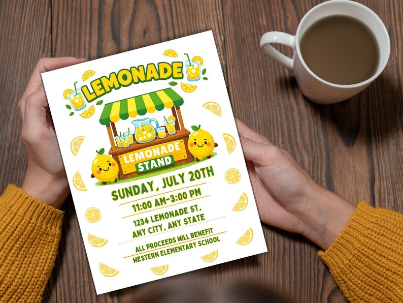 Editable Lemonade Stand Sign: Printable Summer Fundraiser Flyer (canva ...