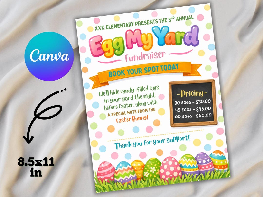 Egg My Yard Fundraiser Flyer, Easter Bunny Letter, Canva Template ...