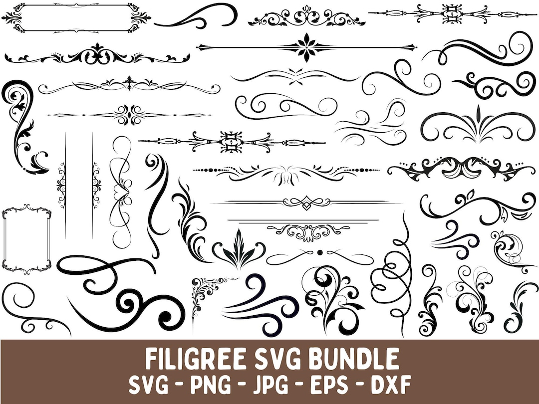 Filigree SVG Bundle - Ornamental Scroll Art Images - With Free ...