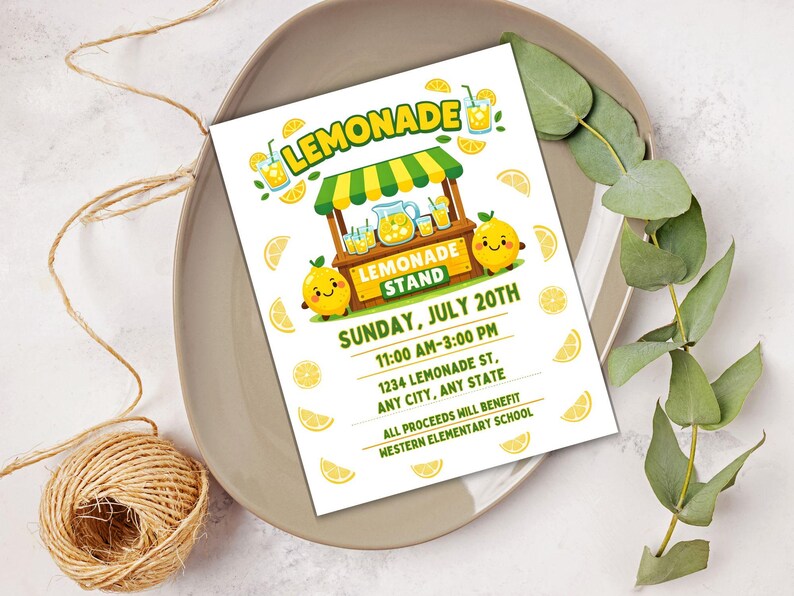 Editable Lemonade Stand Sign: Printable Summer Fundraiser Flyer (canva ...