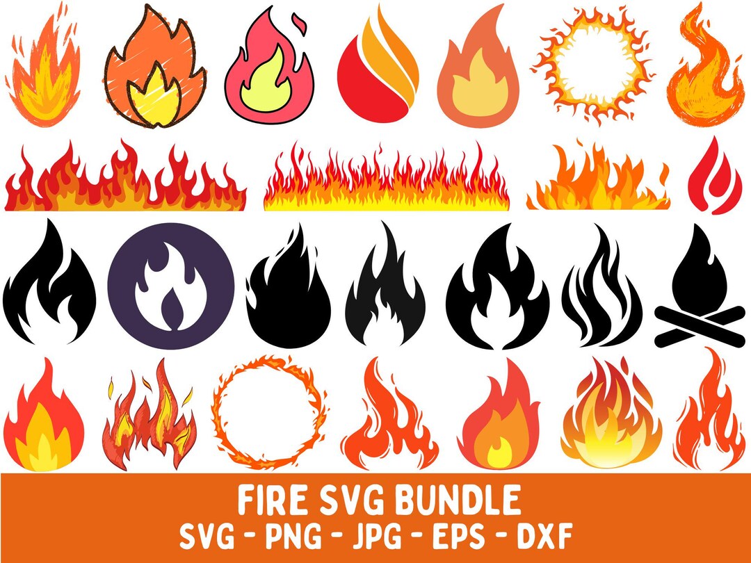 Fire SVG Bundle, Fire Clipart, Fire Svg Files, Fire Flames Svg, Flames ...