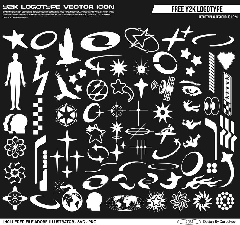 Megapack Y2k Logotype Icon Vector Asset - Etsy